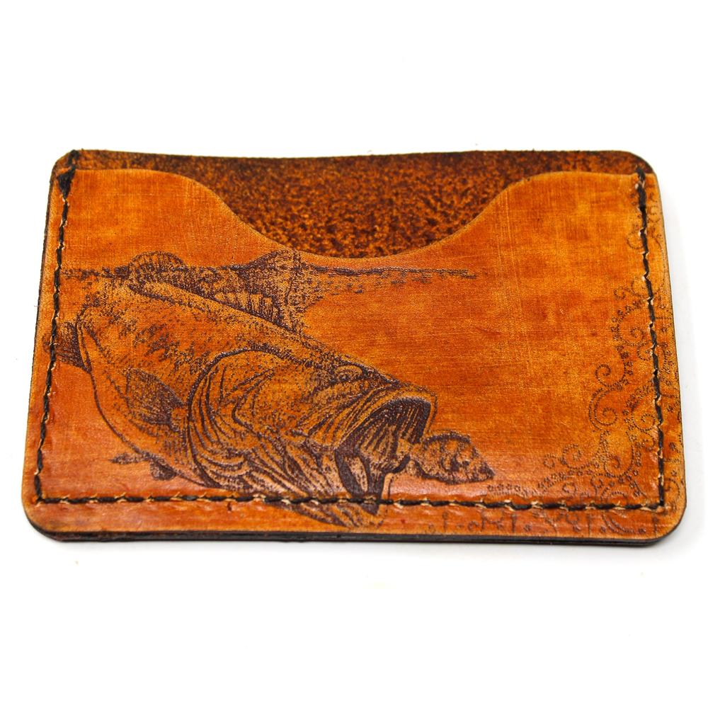Leather Card Holder Mens Wallet - Bass