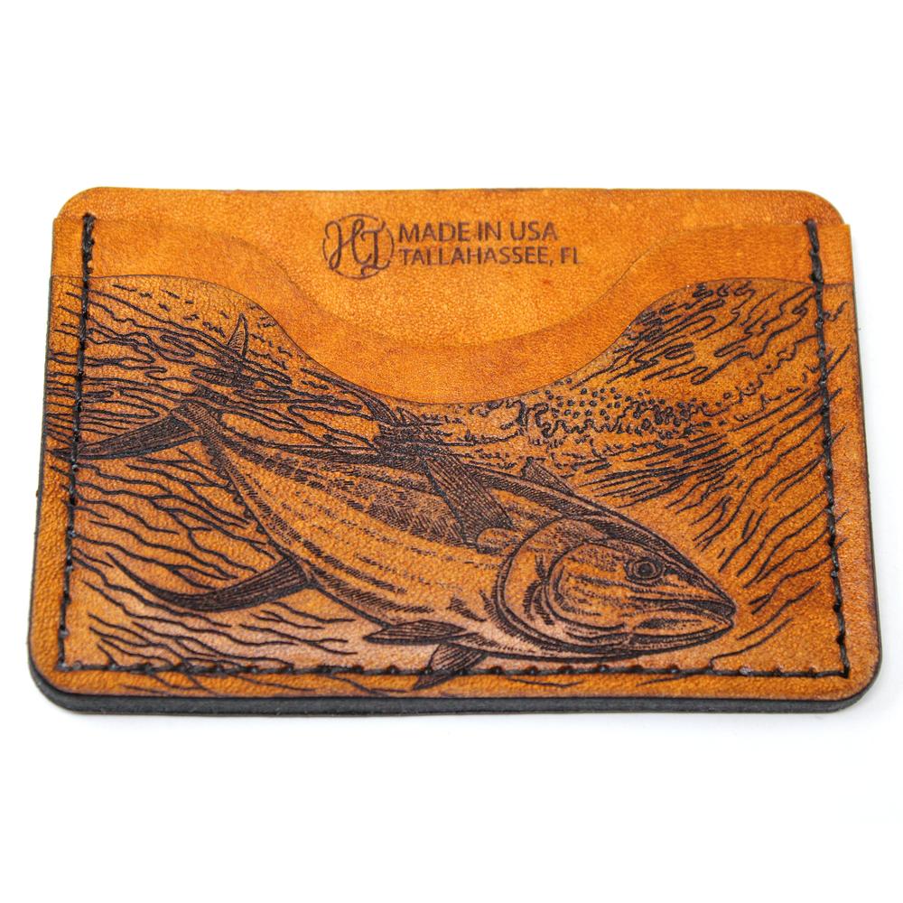 Handcrafted Yellowfin Tuna Leather Card Wallet - Made to Order in USA