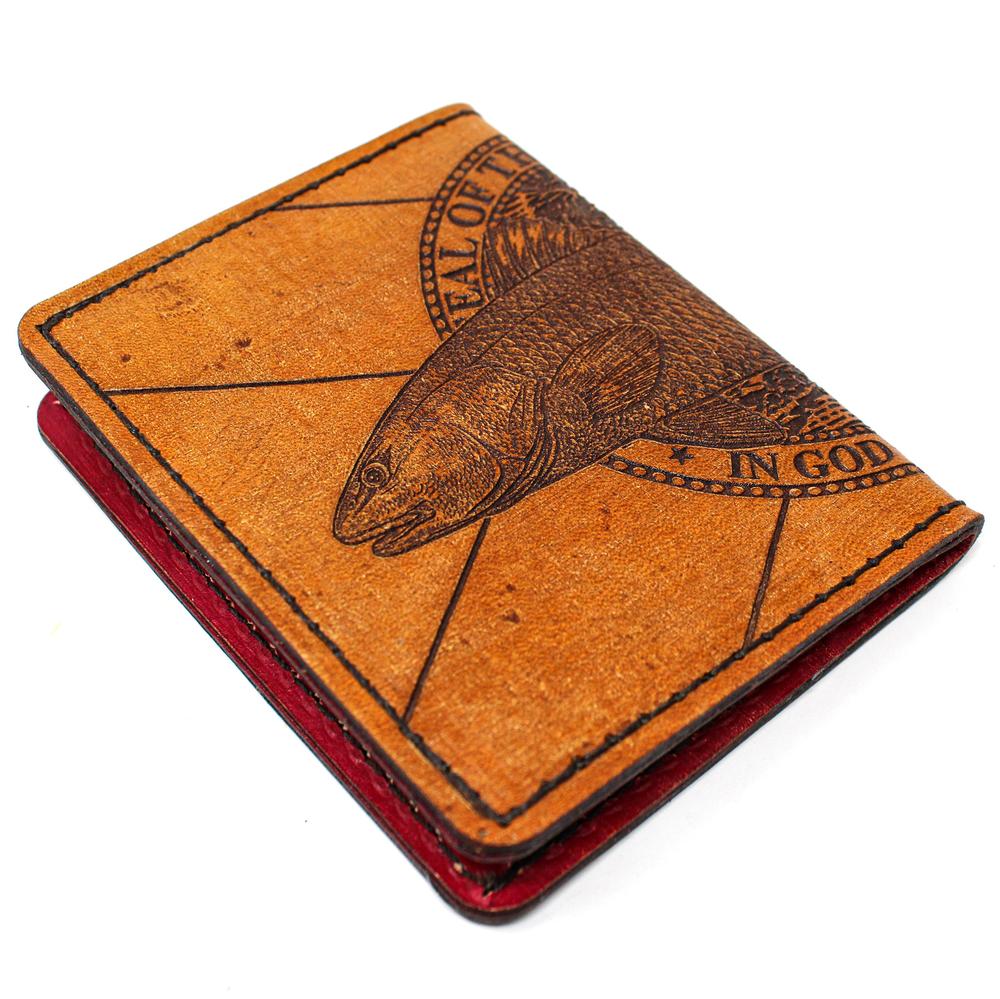 Leather Original Mens Wallet - FL Flag Redfish