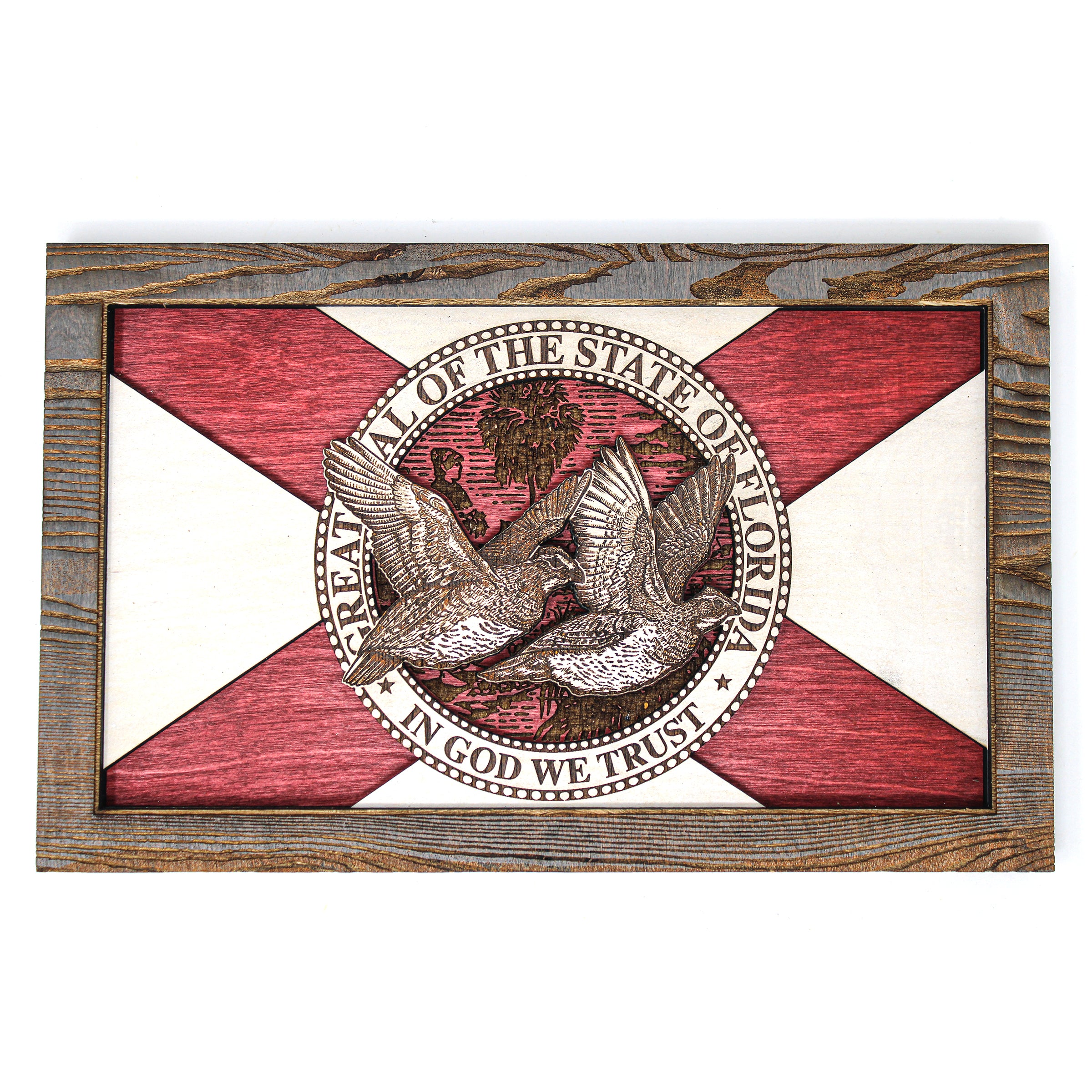 Wall Art - Quail Florida Flag 3D Wood Art